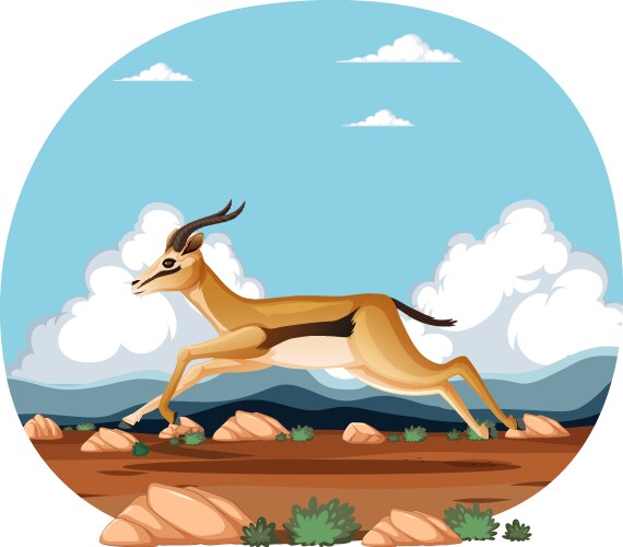 A gazelle running in desert Royalty Free Vector Image