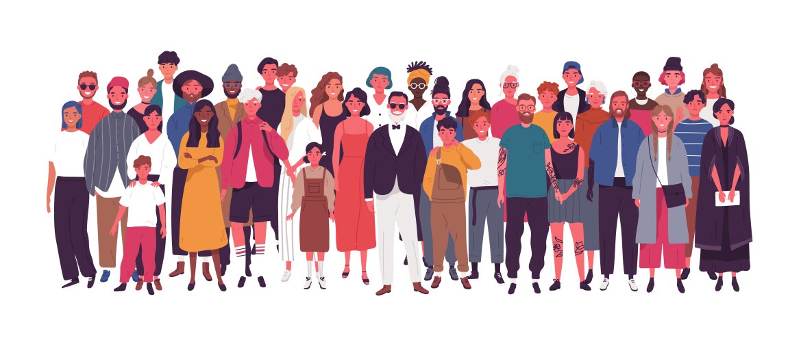 Multinational group people isolated on white Vector Image