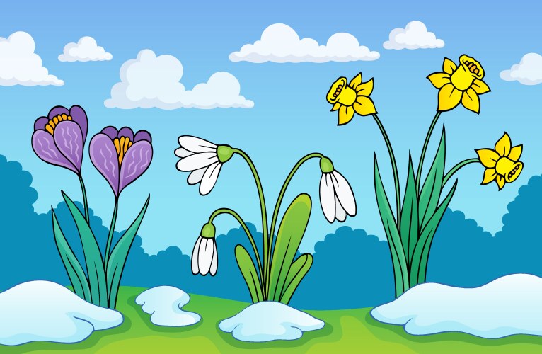 Early spring flowers theme set 1 Royalty Free Vector Image