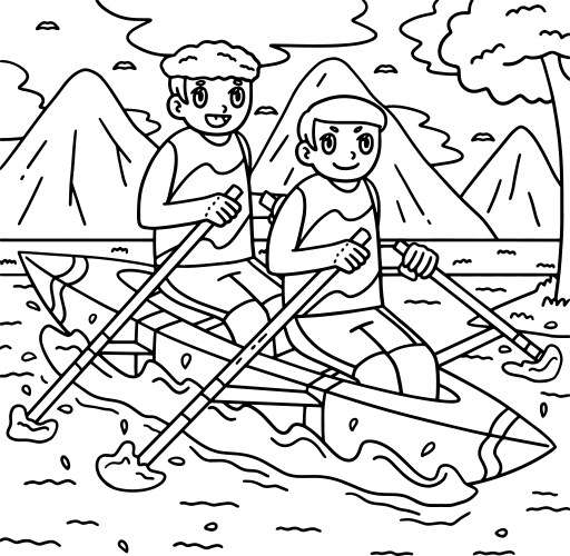 Rowing oarsman isolated coloring page for kids Vector Image