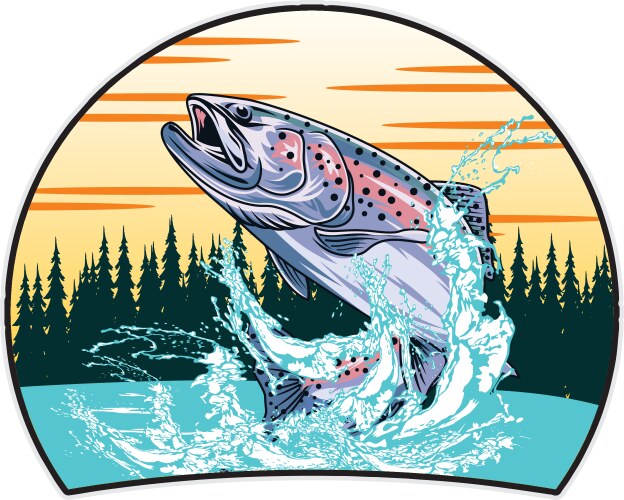 Trout fishing template Royalty Free Vector Image