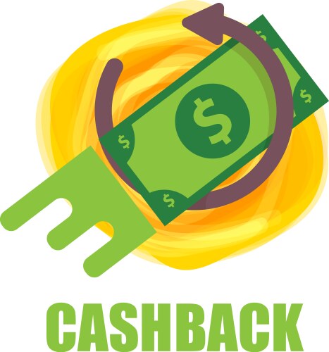 Cash back icon with dollar isolated Royalty Free Vector