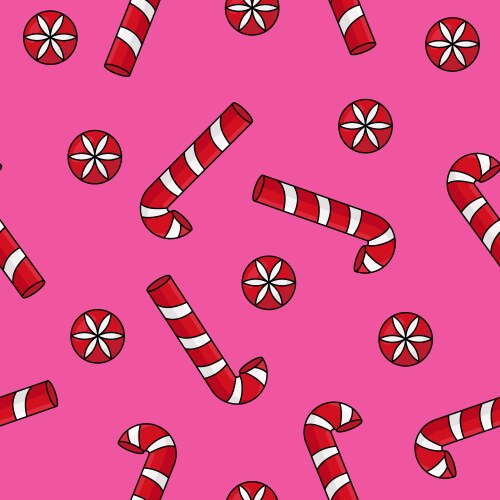 Christmas background with holly and candy cane Vector Image