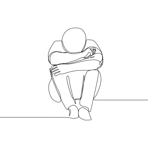 Cartoon sad or depressed man sitting alone Vector Image