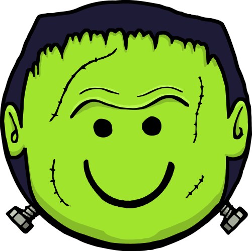 Cartoon frankenstein face on paper bag Royalty Free Vector