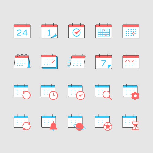 Calendar icons set date Royalty Free Vector Image