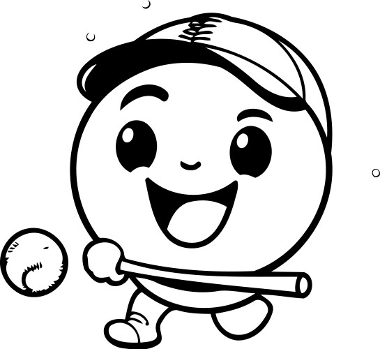 Baseball Player Mascot Character Cute Cartoon Vector Image