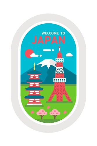 Flat design landscape of japan Royalty Free Vector Image