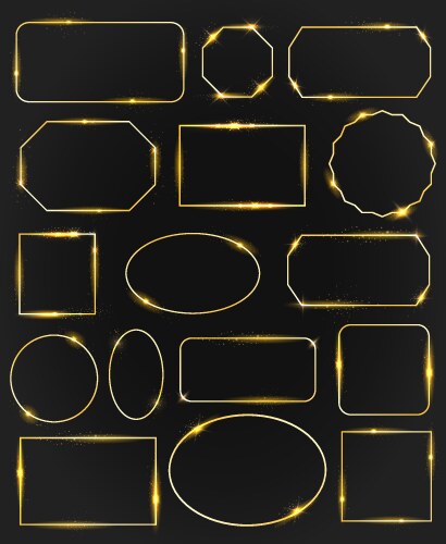 Golden glow frames set Royalty Free Vector Image