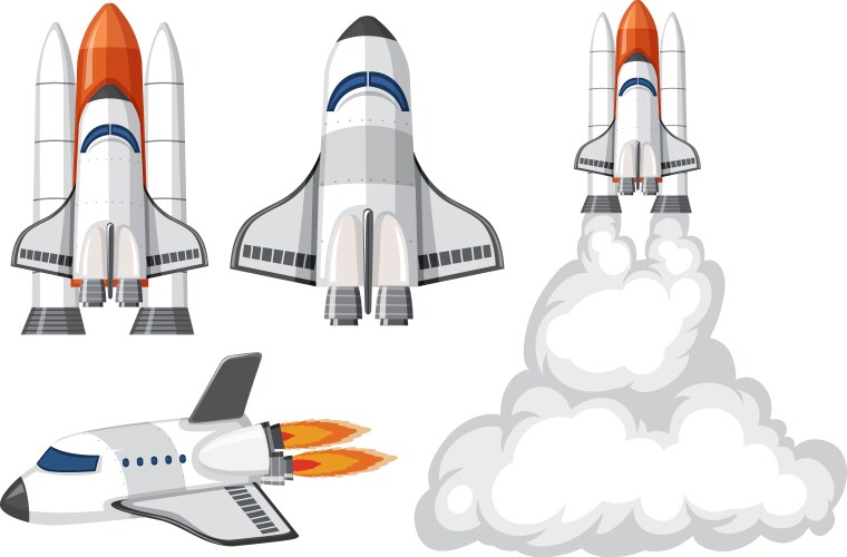 Space shuttle launch isolated on white background Vector Image