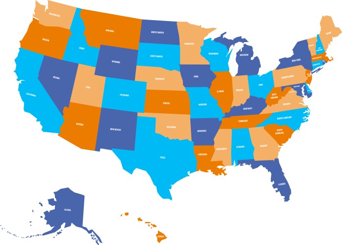 United States Map with State Capitals Royalty Free Vector