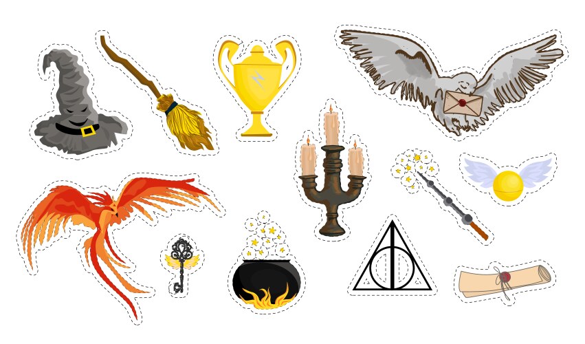 Cartoon wizard boy with a magic broomstick Vector Image