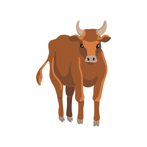 Brown cow standing cartoon character Royalty Free Vector