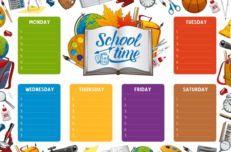 School plan schedule template Royalty Free Vector Image