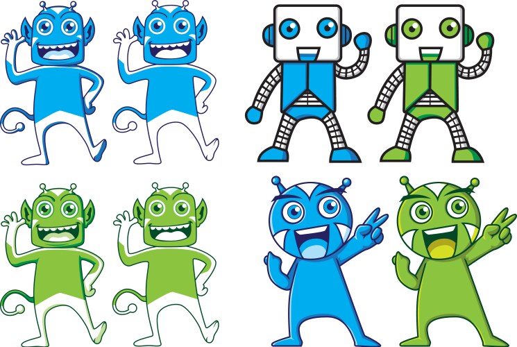 Cute monster stickers Royalty Free Vector Image