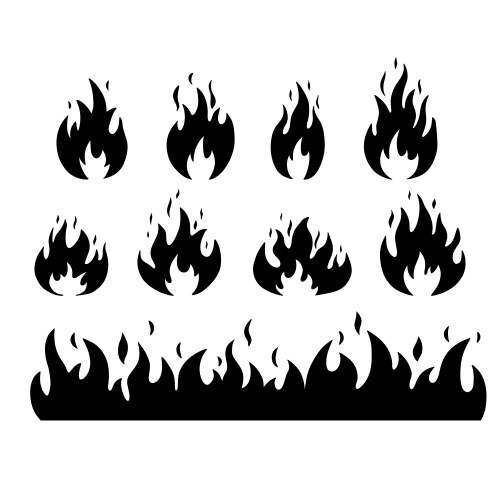 Hand drawn fire silhouette fireball black Vector Image