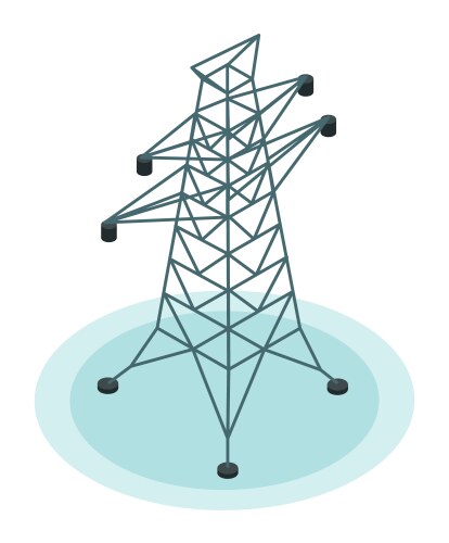 Overhead power line high-voltage electric Vector Image