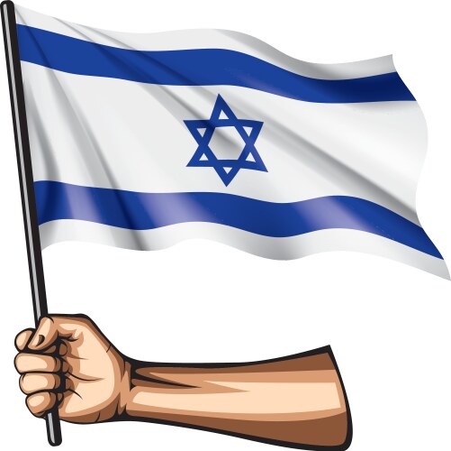 Israel flag and hand on white background Vector Image