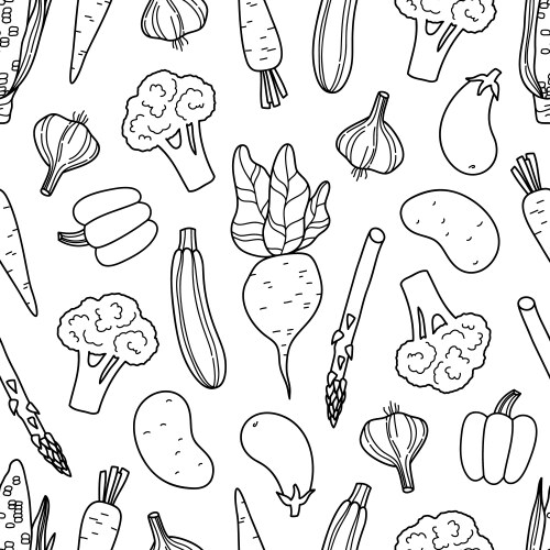 Hand drawn vegetable set in doodle style Vector Image
