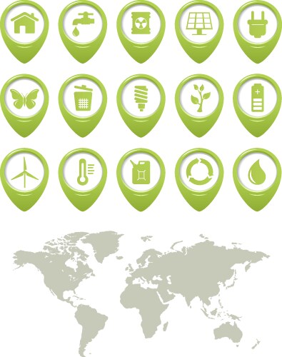 Ecology and environment buttons set Royalty Free Vector