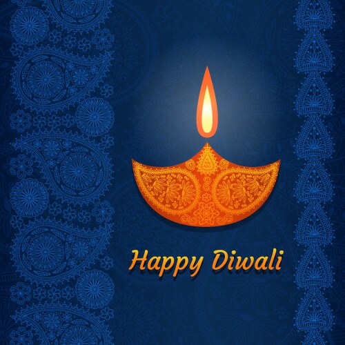 Diwali greeting card design with creative diya Vector Image