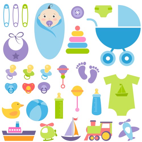 Set of baby elements Royalty Free Vector Image