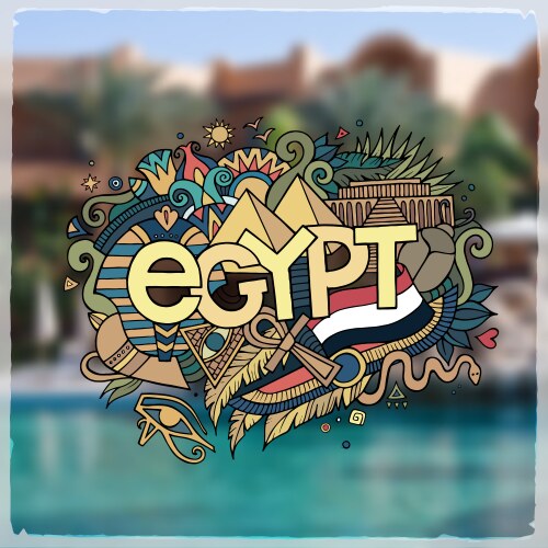 Egypt hand lettering and doodles elements Vector Image