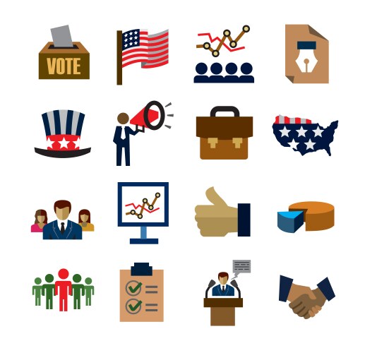 Election poster mockup with group of active voting