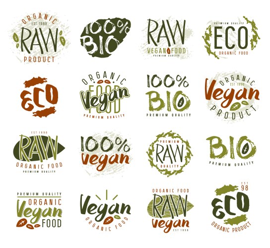Vegan set of design elements Royalty Free Vector Image