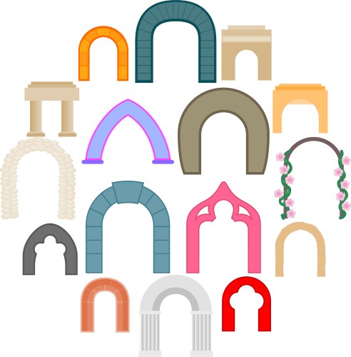 Brick semicircular arch icon cartoon style Vector Image