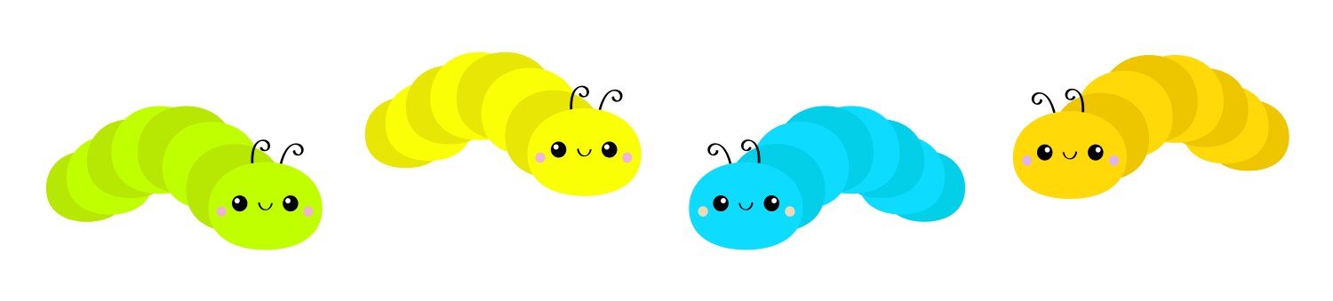 Caterpillar insect icon set crawling Royalty Free Vector