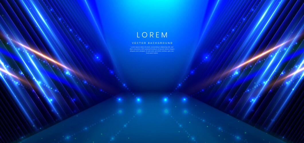 Elegant blue stage background with dot neon Vector Image