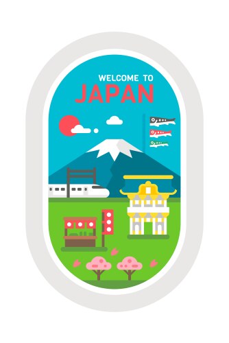 Flat design landscape of japan Royalty Free Vector Image