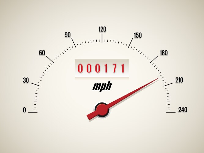 Mph miles per hour speedometer odometer Royalty Free Vector
