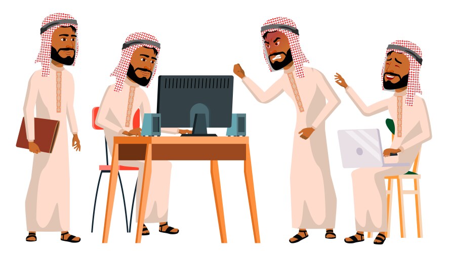 Set images arab businessmen Royalty Free Vector Image