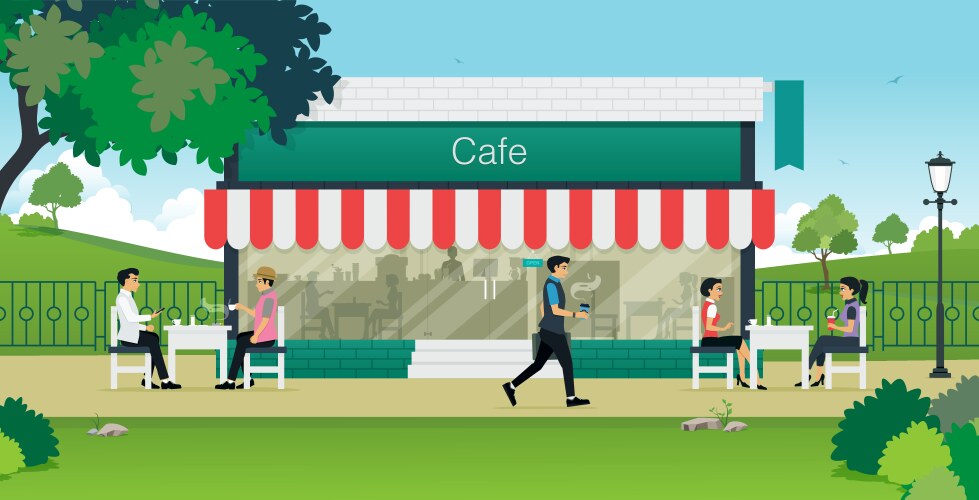 Shop restaurant cafe store front with windows Vector Image