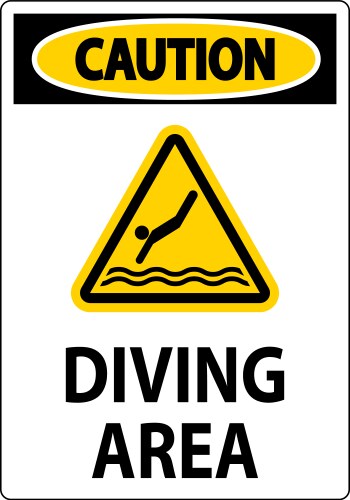 Water safety sign danger - diving area Royalty Free Vector