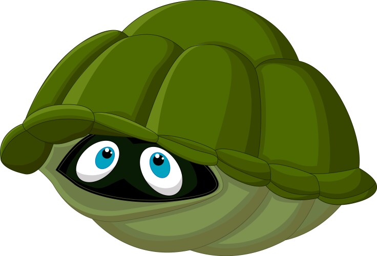 Turtle cartoon hiding in his shell Royalty Free Vector Image