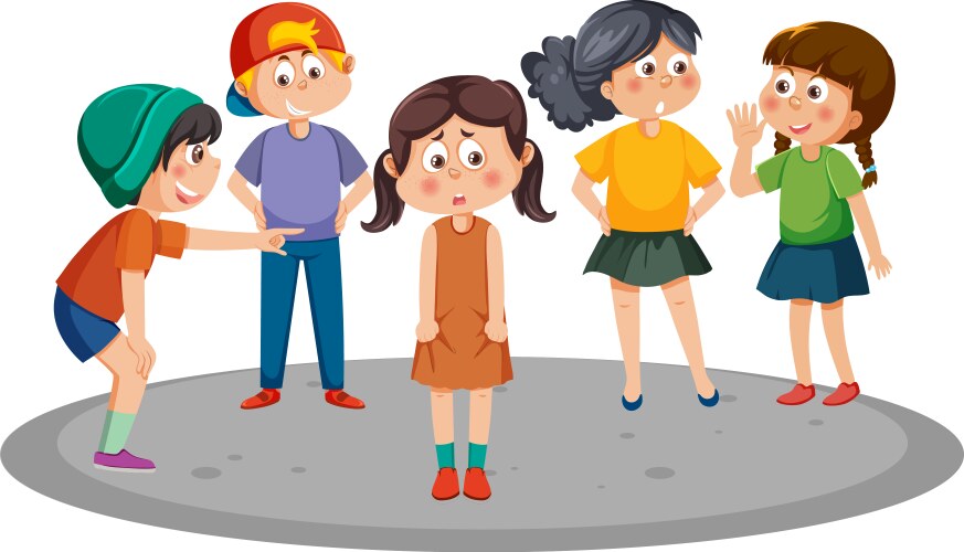 Children teasing their friend Royalty Free Vector Image