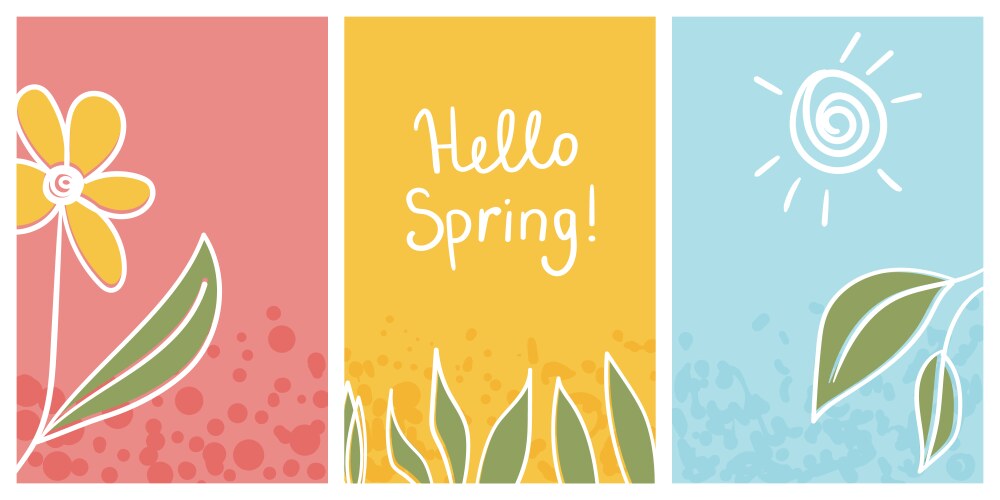 Hello spring banners collection background Vector Image