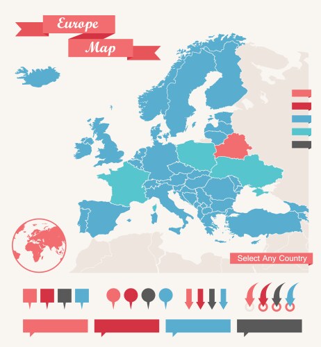 Political map europe in four colors with names Vector Image