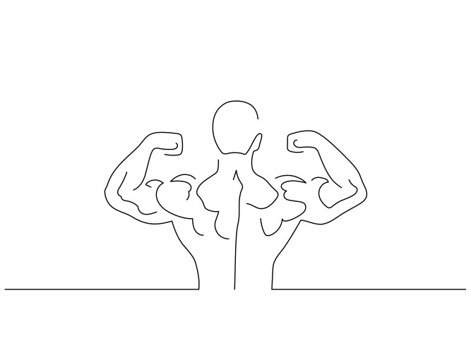 Bodybuilding isolated line drawing Royalty Free Vector Image