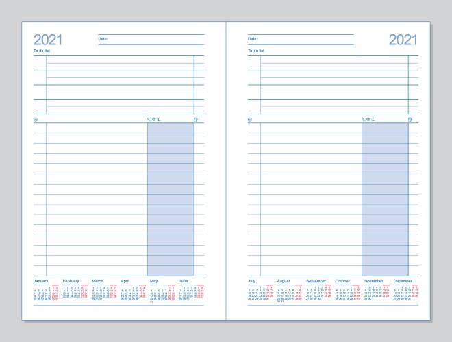 Planner pages notebook agenda diary vertical Vector Image