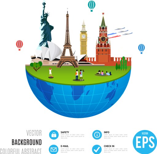 World landmarks flat icon set Royalty Free Vector Image