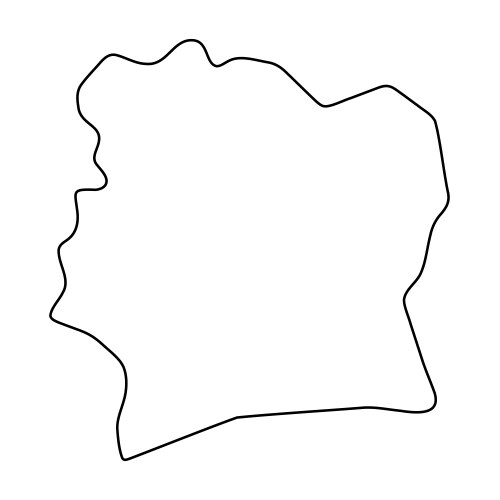 Ivory coast simplified map Royalty Free Vector Image