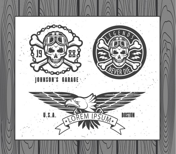 Set of vintage motorcycle labels Royalty Free Vector Image