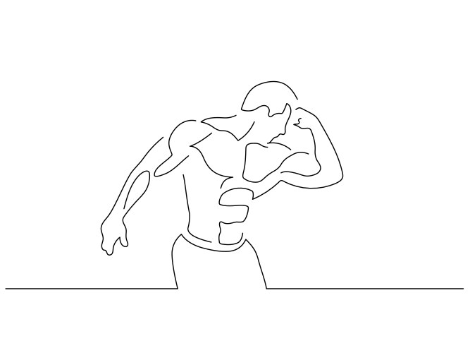 Bodybuilding isolated line drawing Royalty Free Vector Image