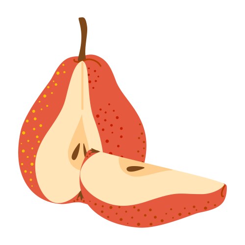 Cut apple with wedge cartoon trendy flat Vector Image