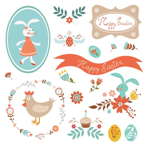 Easter set Royalty Free Vector Image - VectorStock