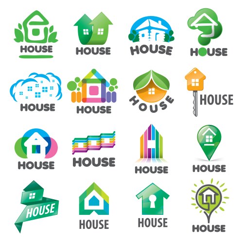 Cartoon of house set colorful Royalty Free Vector Image